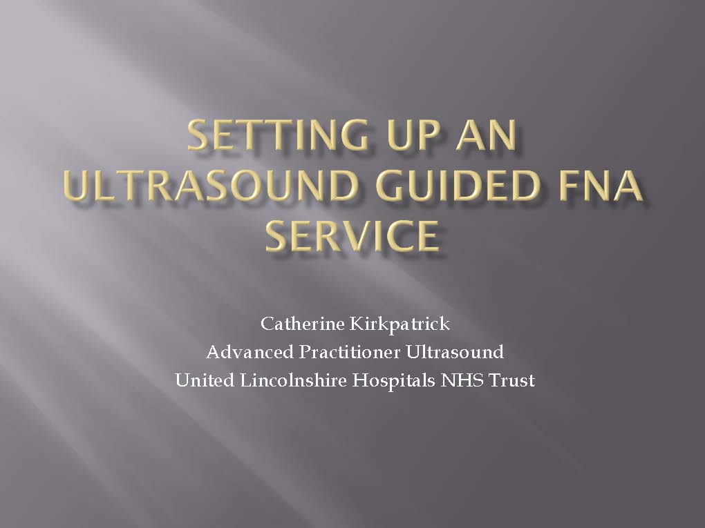 The Swansea Head & Neck Ultrasound Workshop